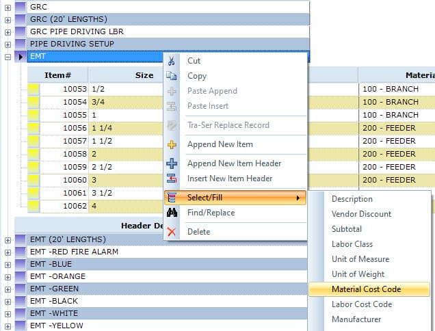 Cost Codes in IntelliBid | Conest Software Systems